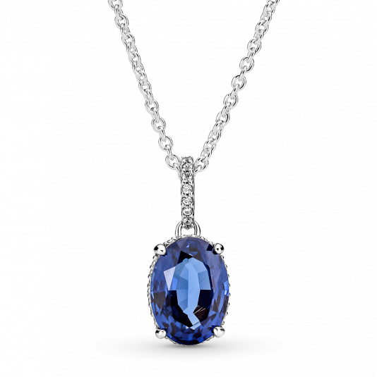 PANDORA Szikrázó kék köves függő nyaklánc M-390055C01-45