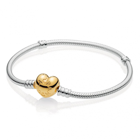 PANDORA náramek s pozlaceným srdíčkovým zapínáním M-568707C00 ...