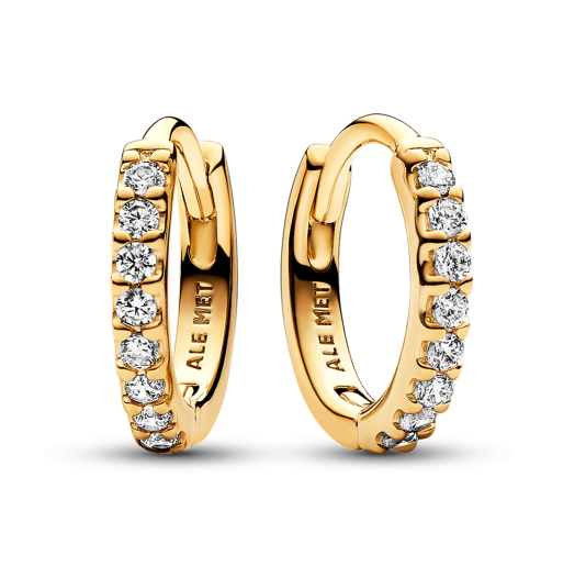 PANDORA pozlátené kruhové náušnice s čírymi zirkónmi ...