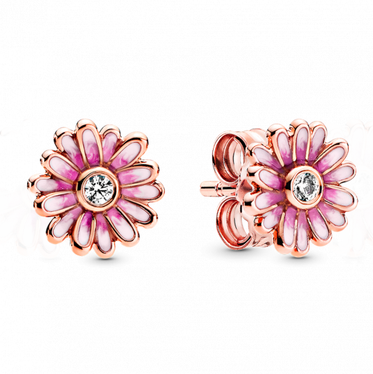 PANDORA aranyozott Rózsaszín százszorszép gombfülbevaló ...